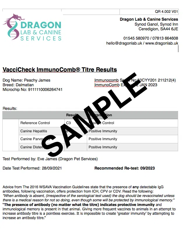 5* VacciCheck Titre Test for Dogs|Simple Accurate Affordable
